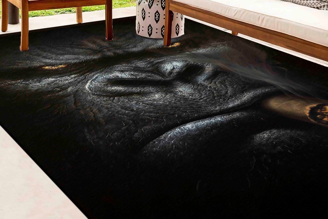 Smoking Gorilla Rugs, Black Gorilla Rugs, Abstract Gorilla Rug, Animal ...