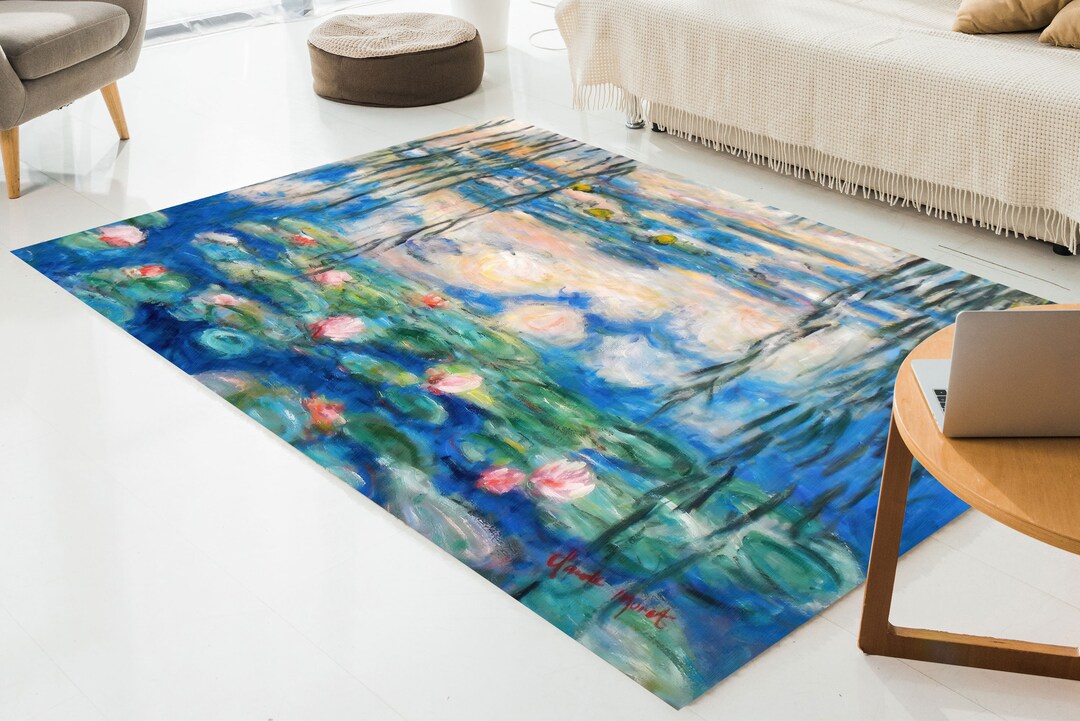 Lotus Painting Rugs, Abstract Rug, Lotus Flower Rug, Floral Rugs ...