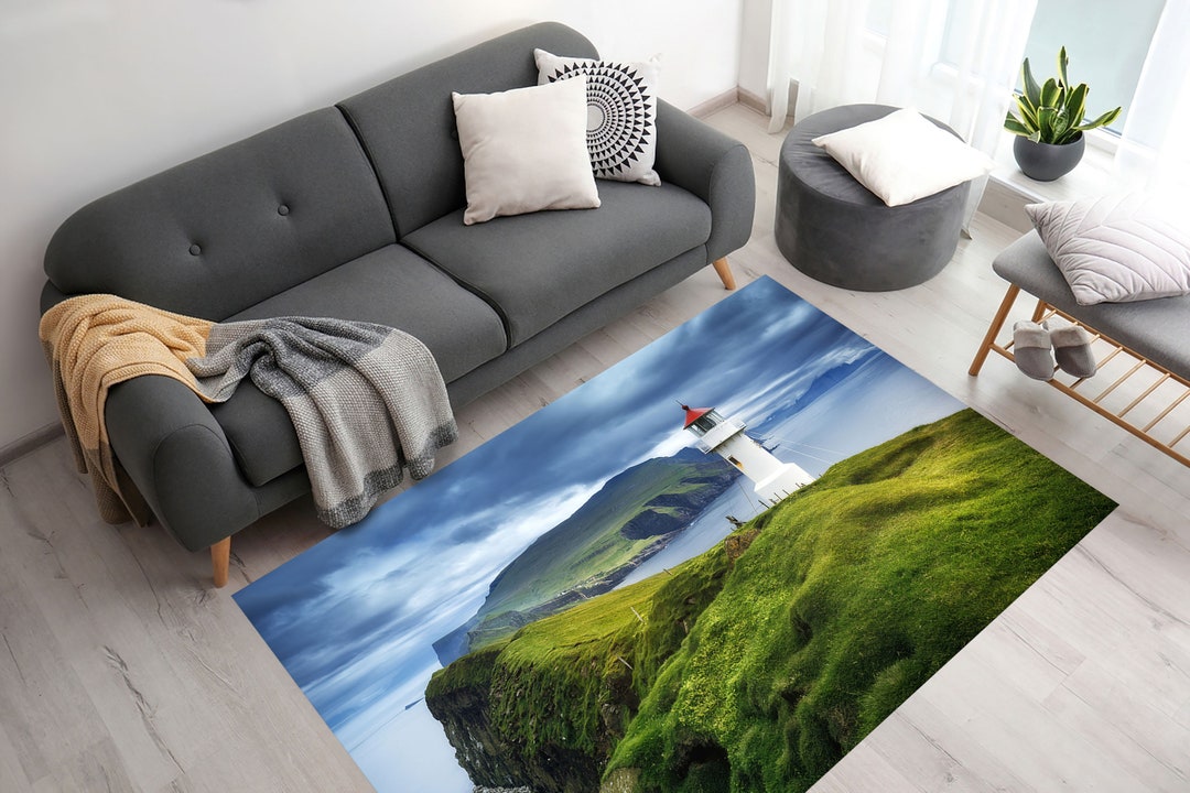 Mykines Lighthouse Faroe Islands Rug, Mykines Lighthouse Rug, Nature ...