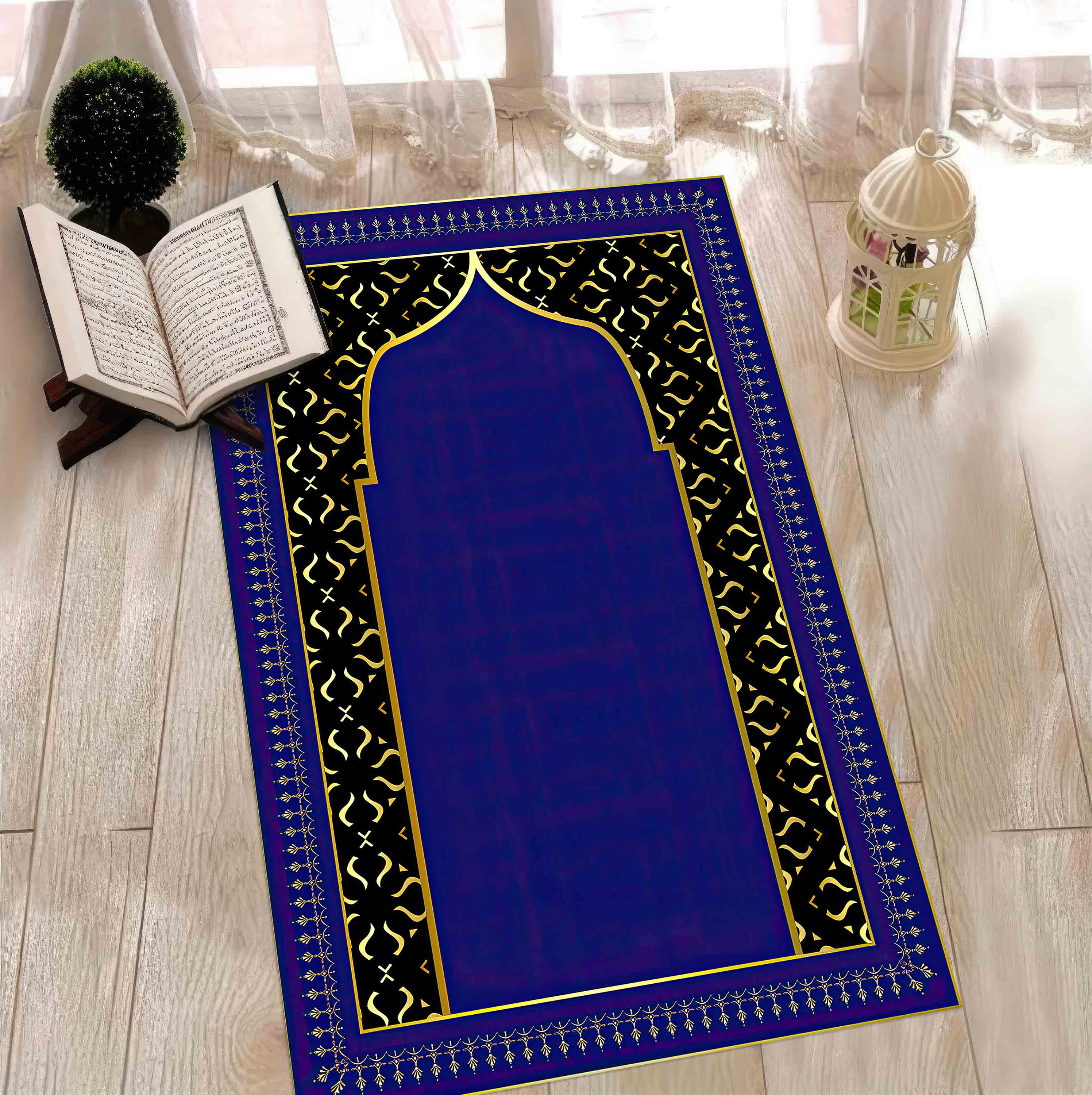 Blue Payer Rug, Gold Prayer Rug, Luxury Prayer Rug, Religious Rug ...