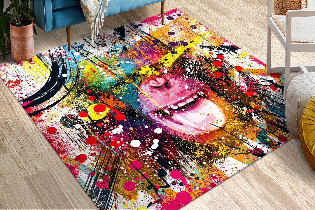 Monkey Graffiti Painting Rugs, Monkey Lover Gift Rug, Monkey Rug ...