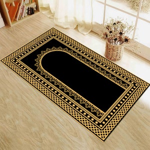 Gold Prayer Rug, Black Prayer Rug, Prayer Rug, Islamic Rug, Gift Rug ...