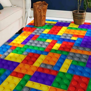 Colorful Building Blocks Rug, Colorful Rugs, Girl Room Rugs, Children ...