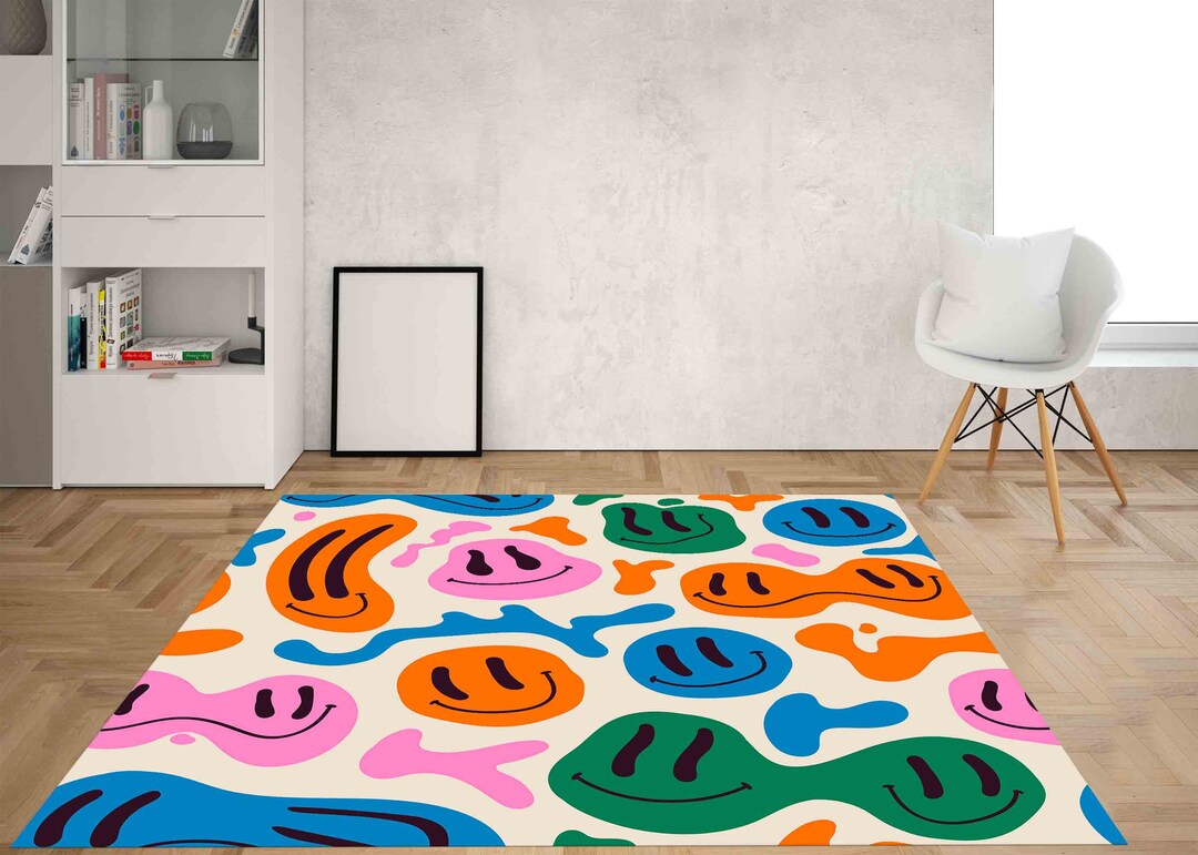 Colorful Smiley Face Rugs, Colorful Rug, Play Room Rugs, Modern Rug ...