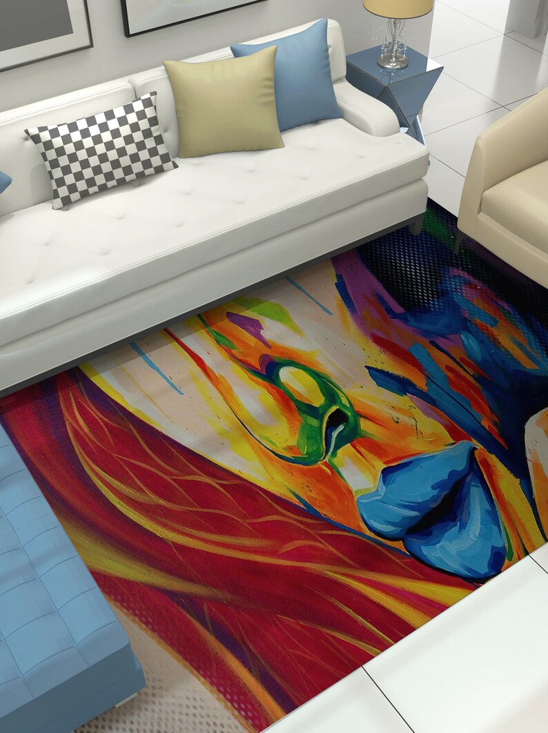 Abstract Woman Painting Rug, Woman Face Rugs, Woman Portrait Rugs ...