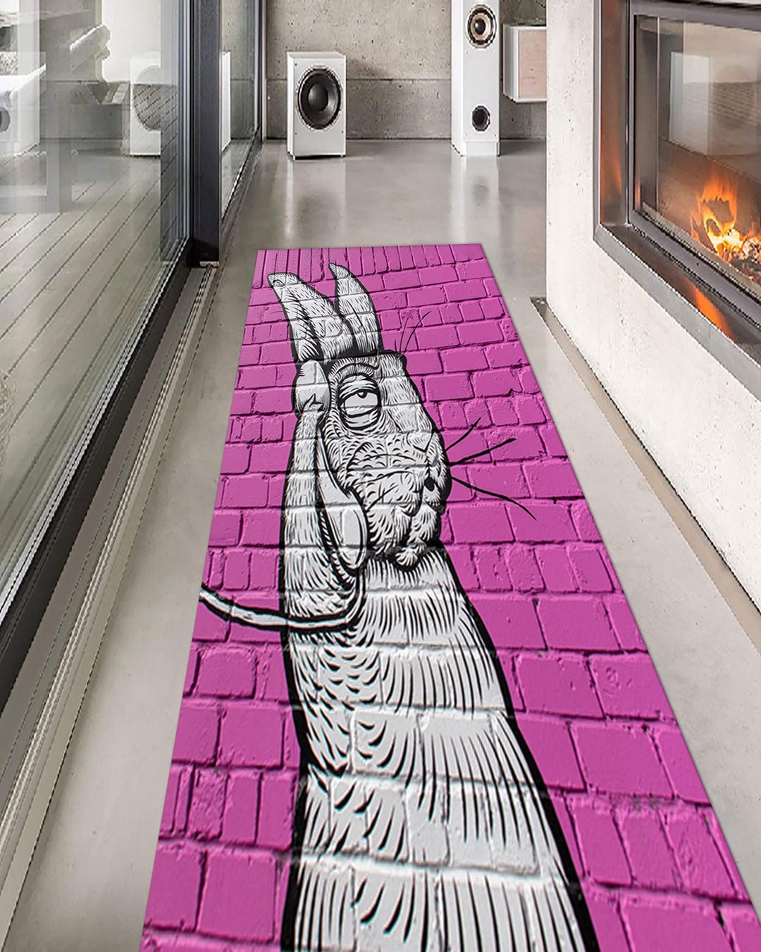 White Rabbit Rug, Rabbit Rug, Pink Rug, Bunny Rug, Talking Rabbit Rug ...