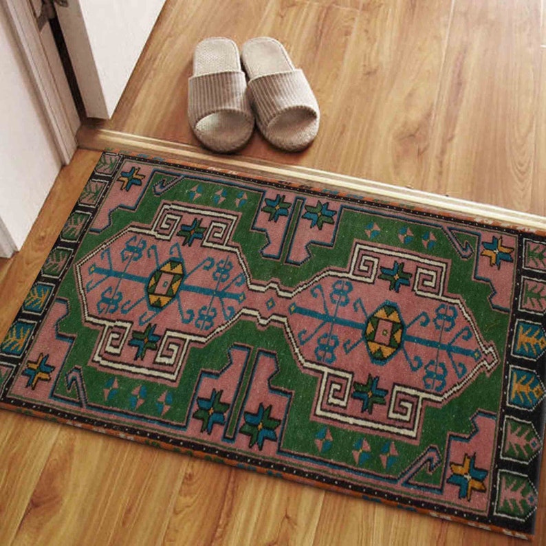 Green and Pink Rug, Kilim Pattern Rugs, Aztec Rug, Farmhouse Decor ...
