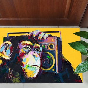 Monkey Boombox Rugs, Monkey Rug, Animal Rug, Dj Monkey Rug, Custom Rug ...