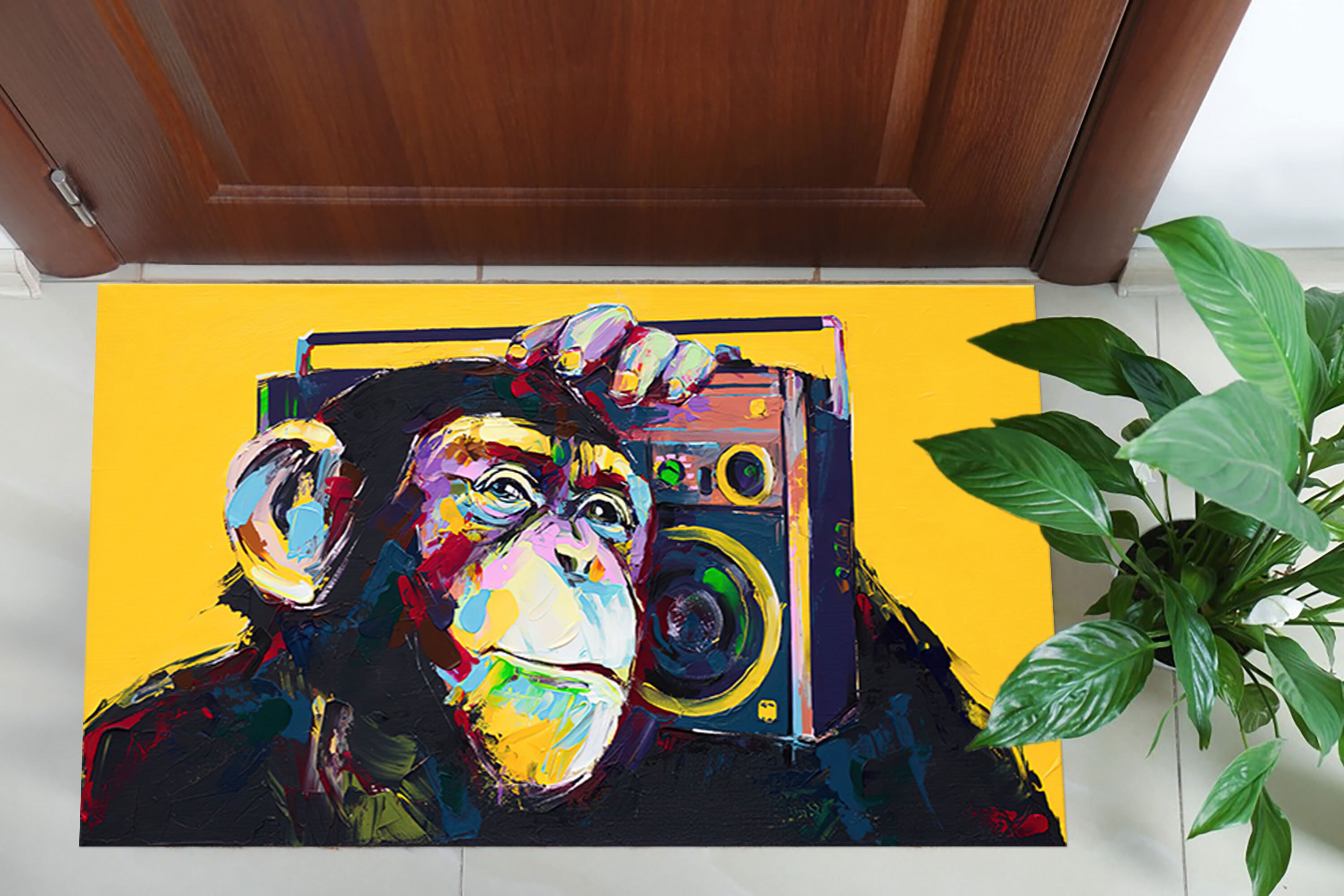 Monkey Boombox Rugs, Monkey Rug, Animal Rug, Dj Monkey Rug, Custom Rug ...