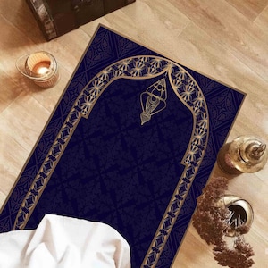 Navy Blue Prayer Rug, Religious Rug, Prayer Rug, Worship Rug, Islamic ...