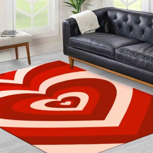 Red Heart Rugs, Bedroom Rugs, Red Rugs, Modern Rug, Salon Decor Rug ...