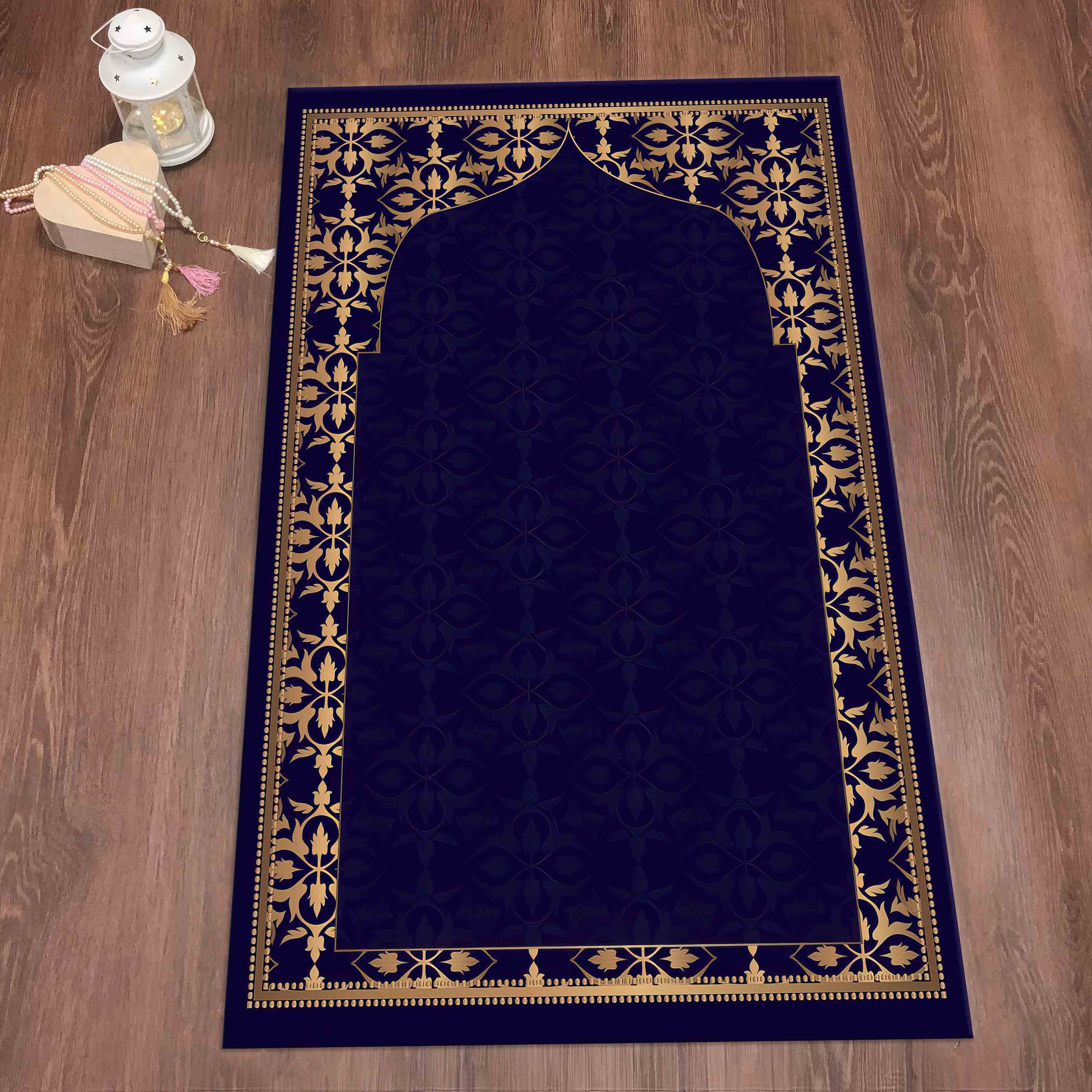 Navy Blue Prayer Rug, Gold Prayer Rug, Spiritual Rug, Personalized Rug ...