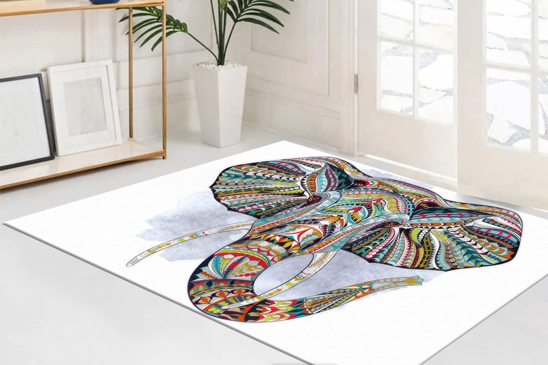 Ethnic Patterned Elephant Rugs, Abstract Elephant Rugs, Elephant Rugs ...