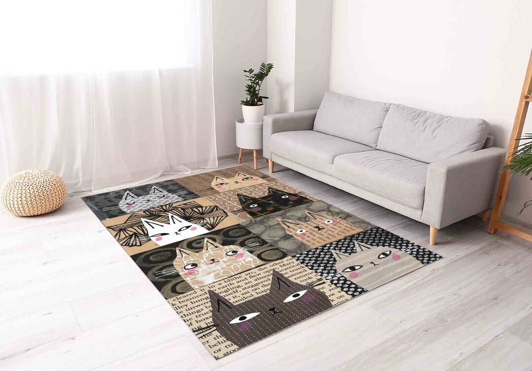 Cat Rugs, Abstract Cat Rugs, Cat Lover Rug, Animal Rug, Custom Rug ...