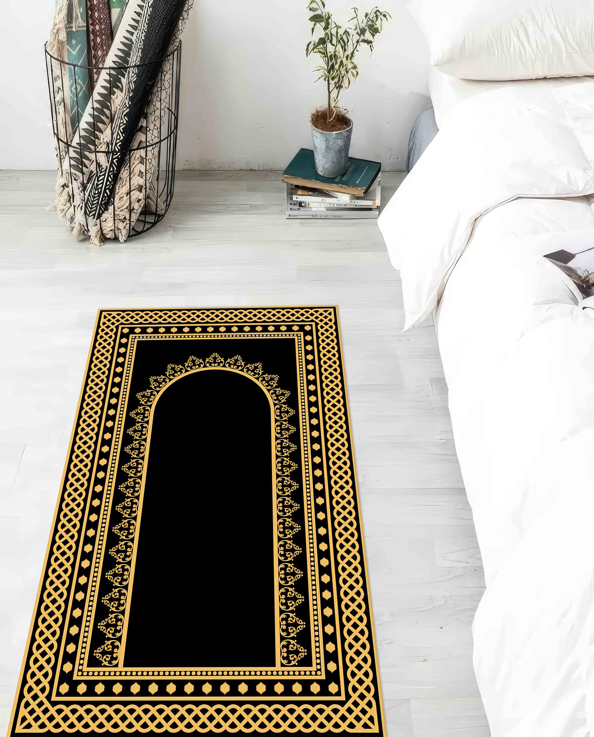 Gold Prayer Rug, Black Prayer Rug, Prayer Rug, Islamic Rug, Gift Rug ...