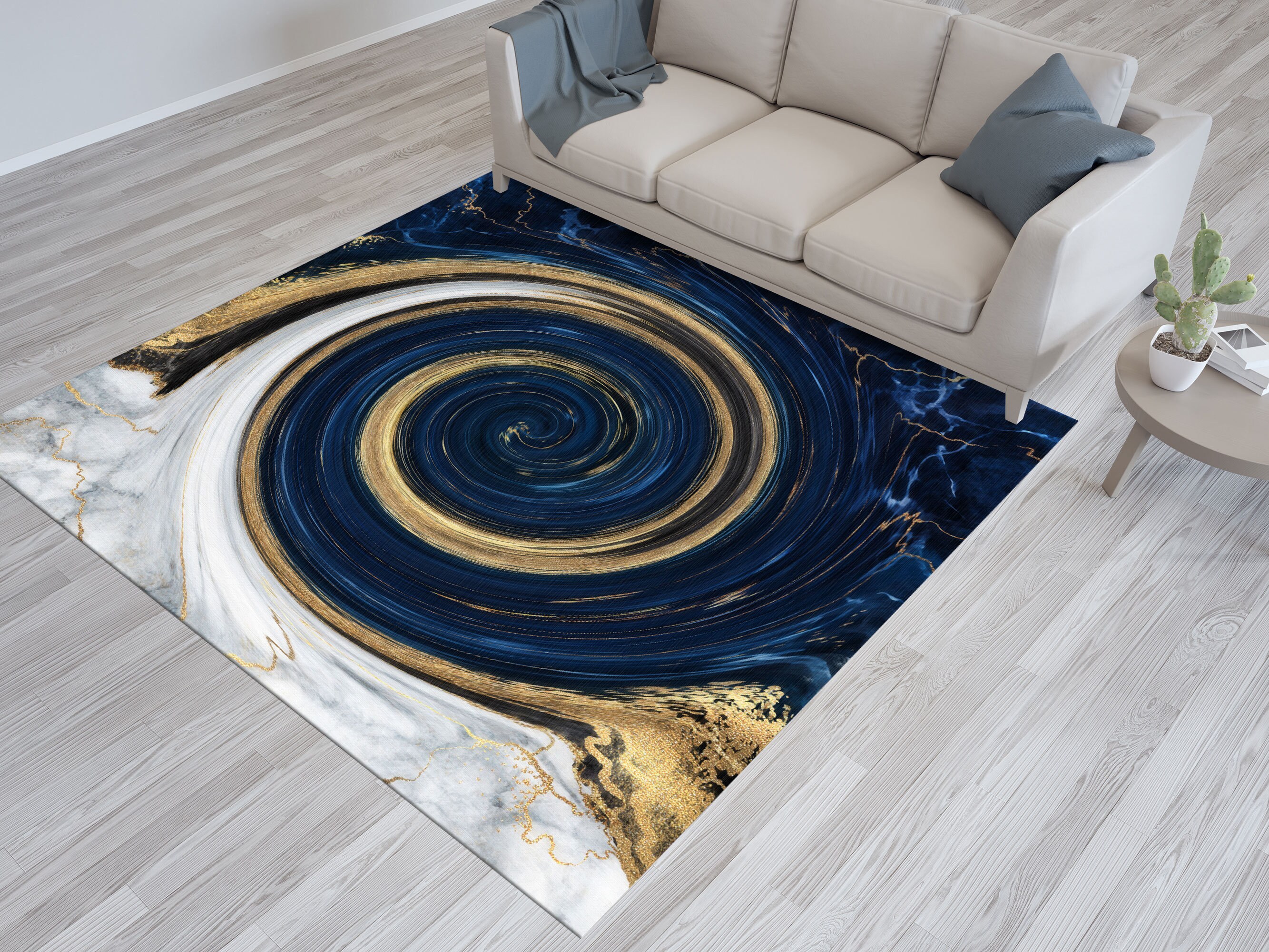 Navy Blue Marble Rug, Shimmery Rug, Gold Marble Rugs, Modern Decor Rug ...