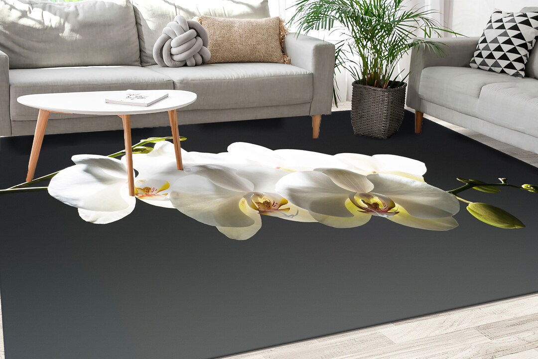White Orchid Rug, Orchid Photo Rugs, Flowers Rug, Floral Rugs, Customs ...