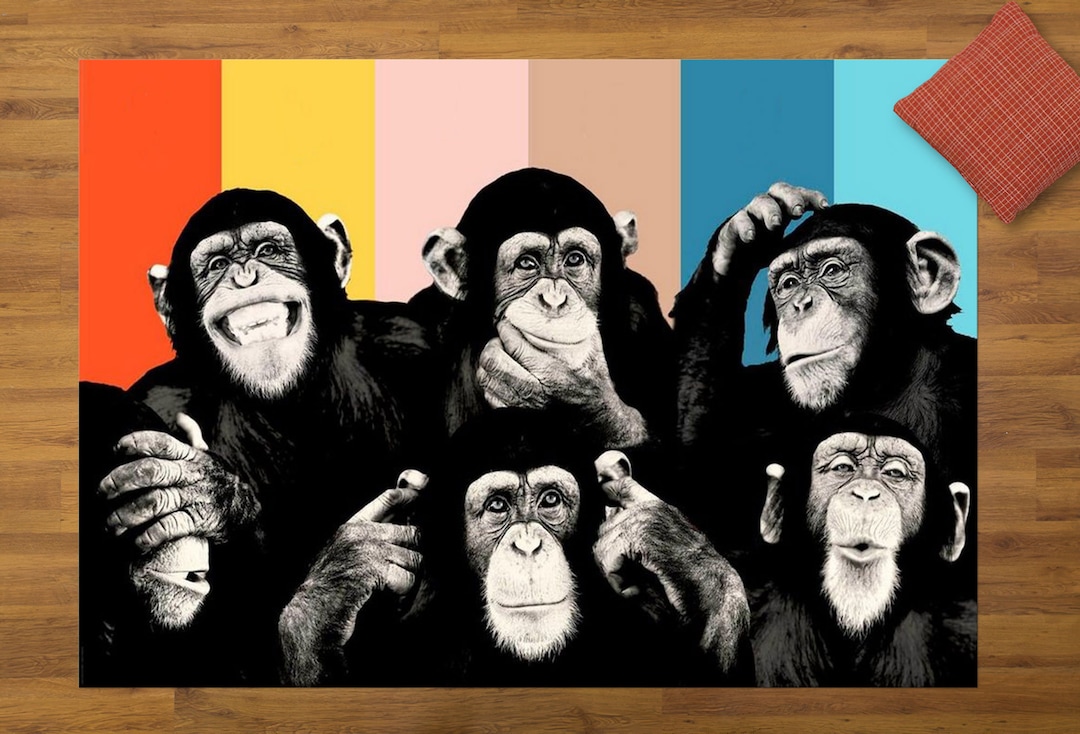 Funny Monkey Art Rug | Colorful Chimpanzee Printed Carpet | Machine ...