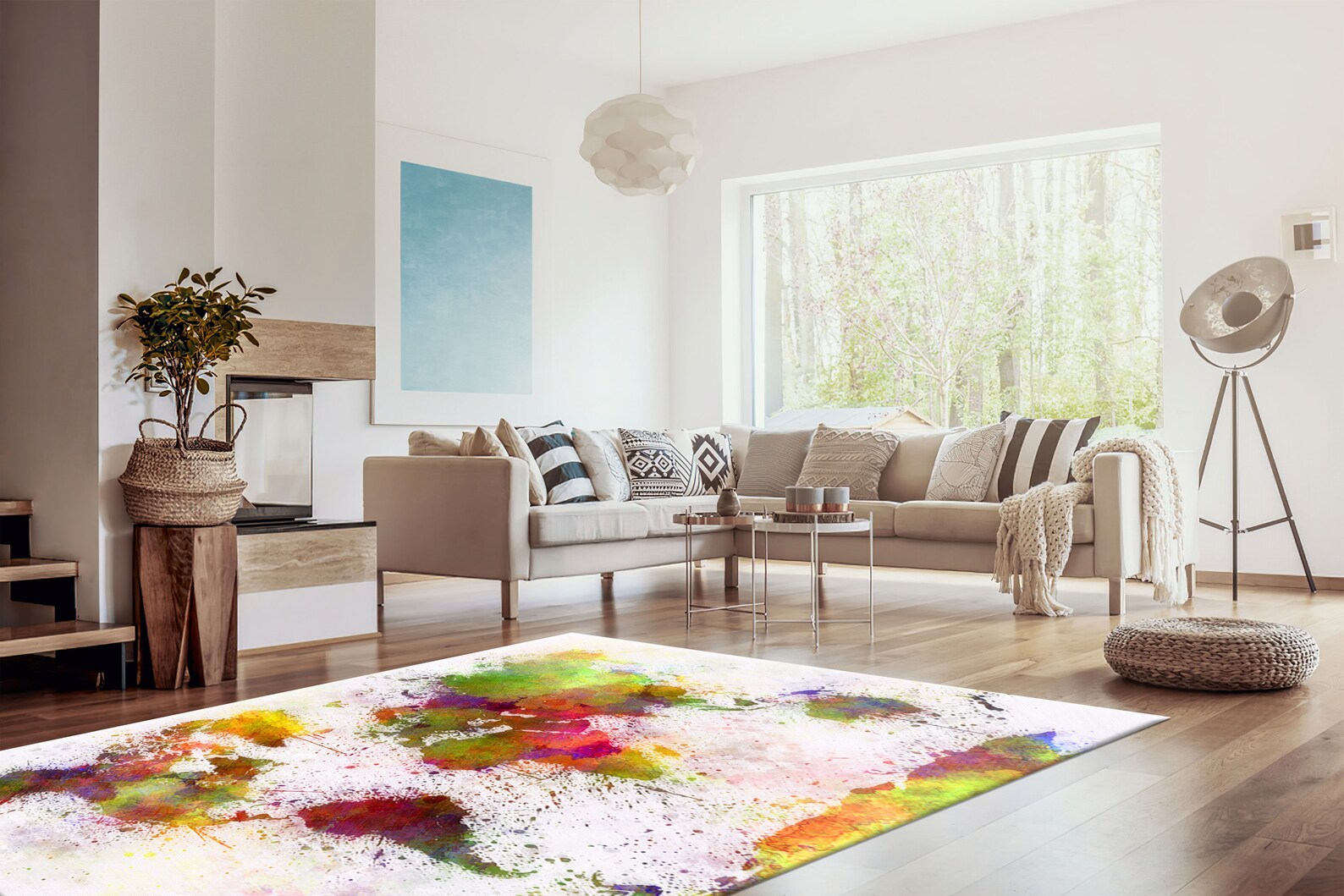 Colorful Abstract World Map Rugs, Abstract Map Rug, Colorful Rugs, Map ...