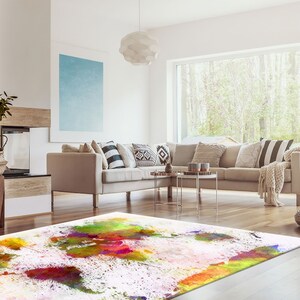 Colorful Abstract World Map Rugs, Abstract Map Rug, Colorful Rugs, Map ...