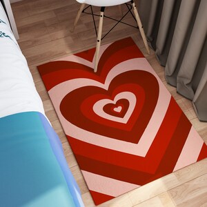 Red Heart Rugs, Bedroom Rugs, Red Rugs, Modern Rug, Salon Decor Rug ...