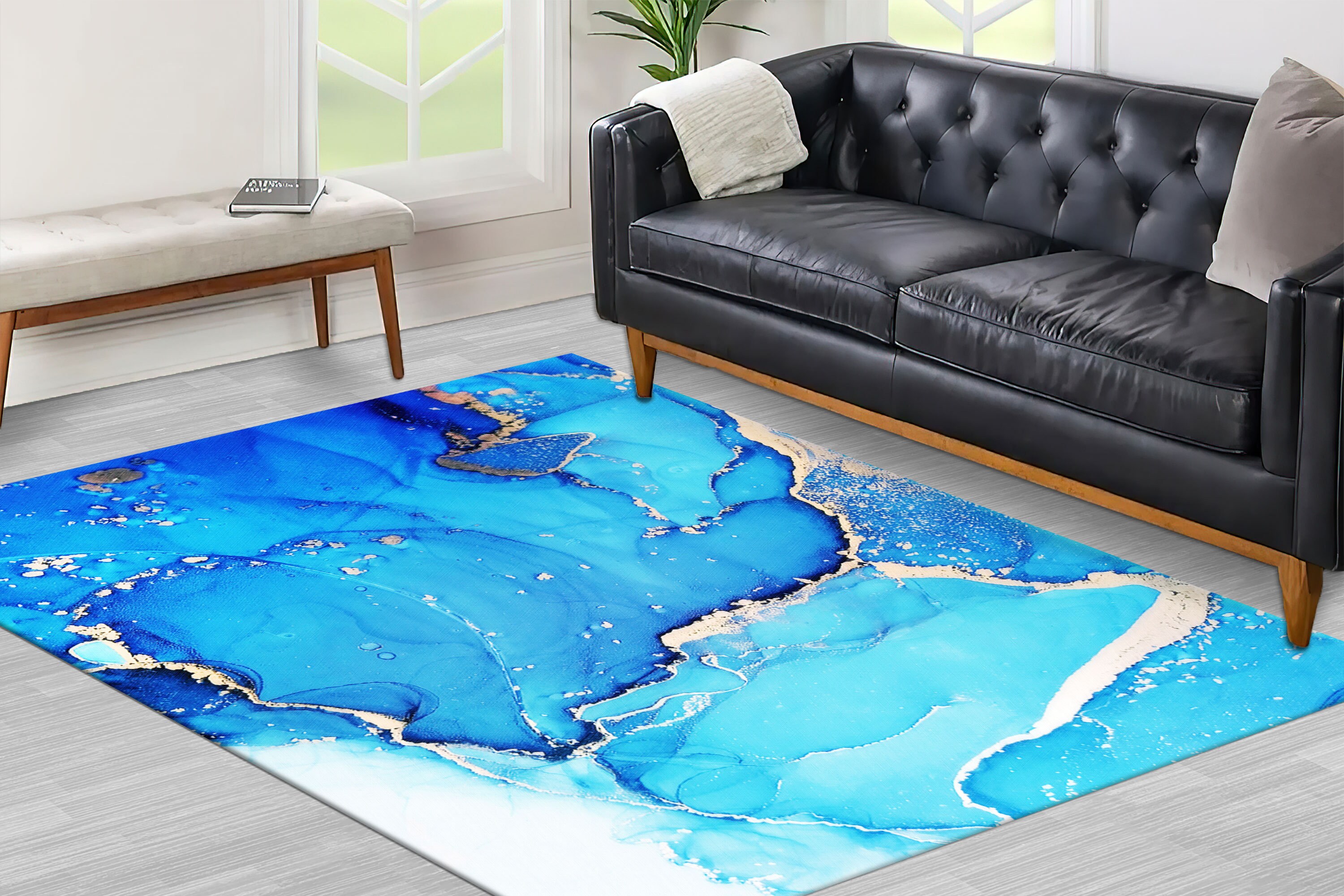 Blue Marble Rug Shimmery Rugs Marble Rug Bridesmaid Gift - Etsy