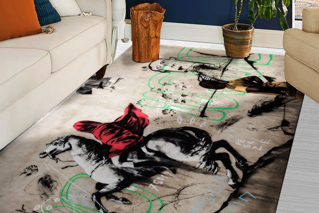 Banksy Horse Rider Rug, Horse Rug, Banksy Horse Rugs, Graffiti Rug ...