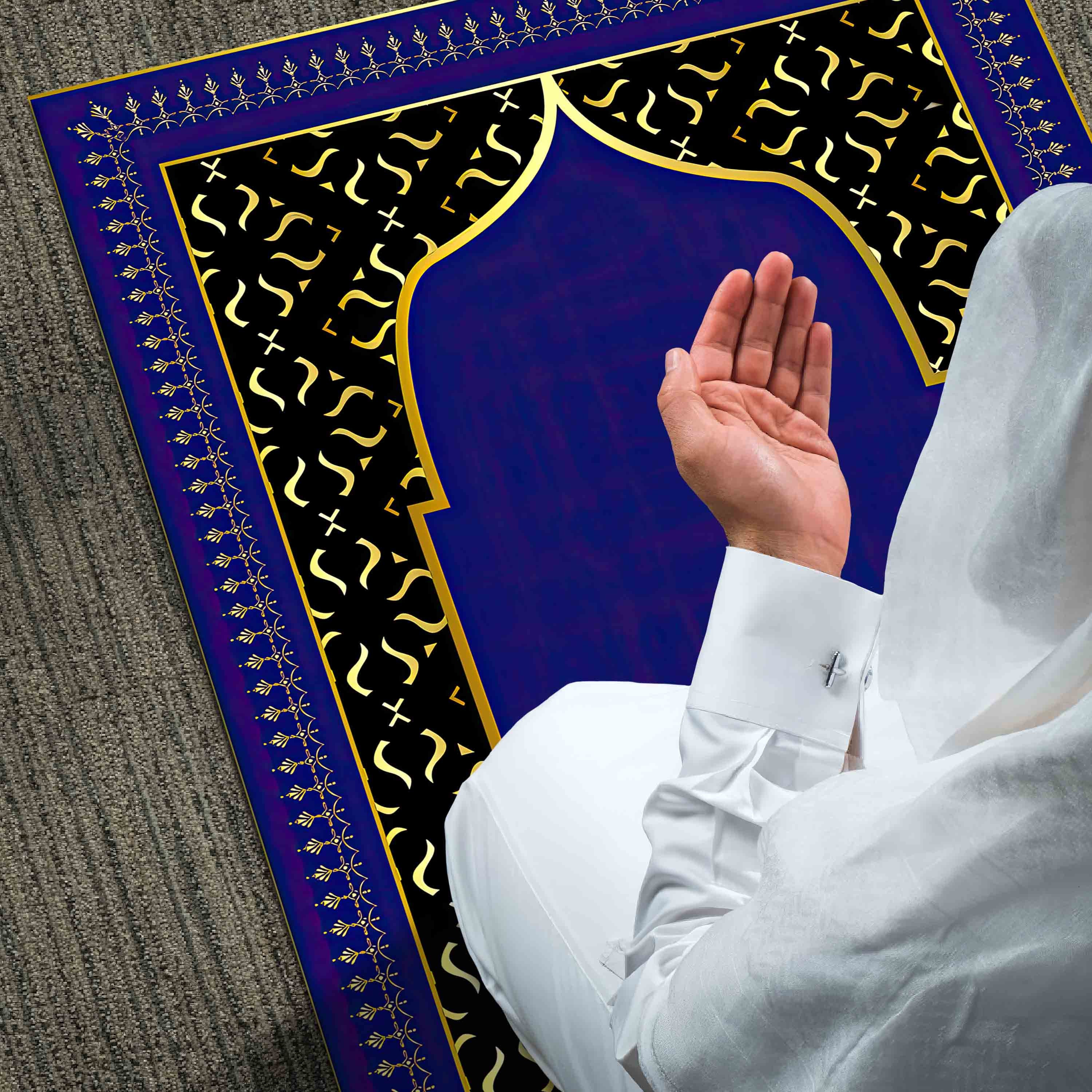 Blue Payer Rug, Gold Prayer Rug, Luxury Prayer Rug, Religious Rug ...
