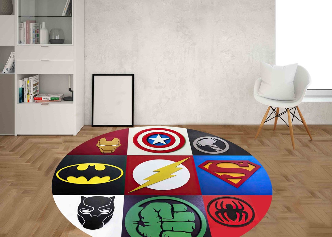 Super Hero Rug Spiderman Rug Circle Rug Kids Room Rug - Etsy