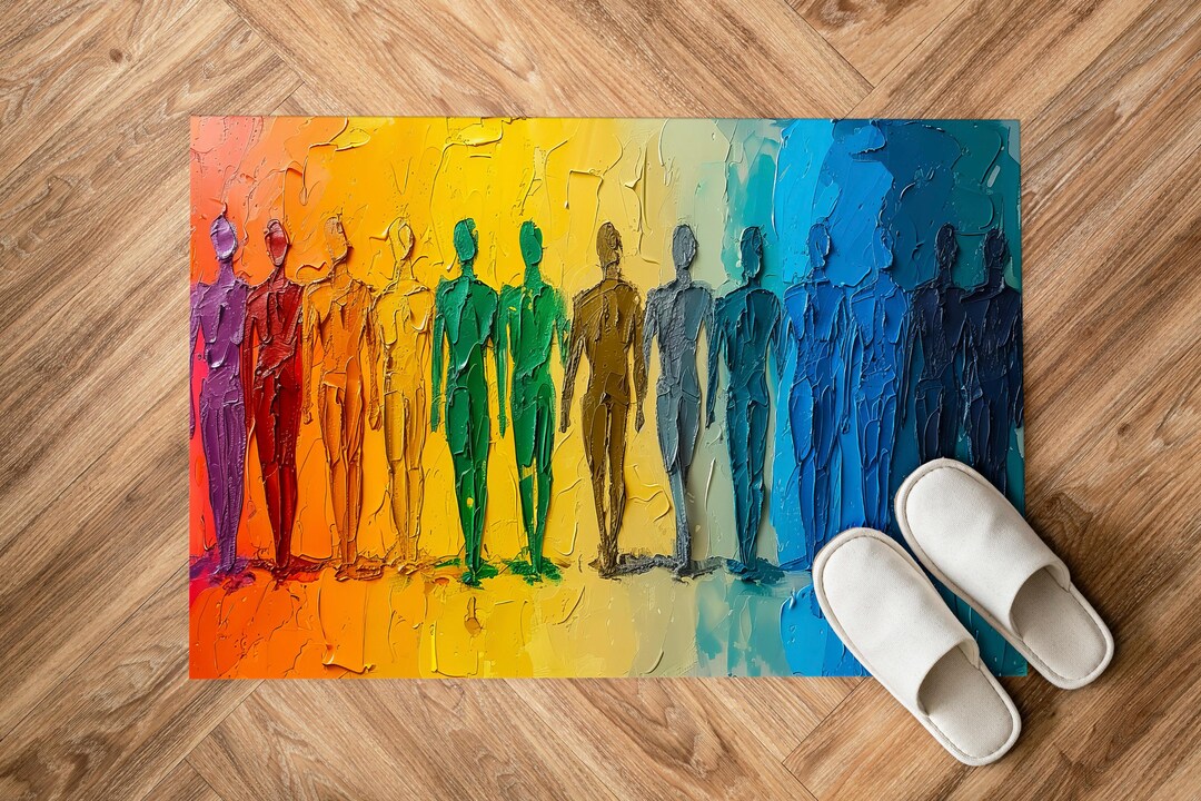 Abstract Rainbow Rug, Colorful Rug, Abstract Rug, Abstract People Rug ...