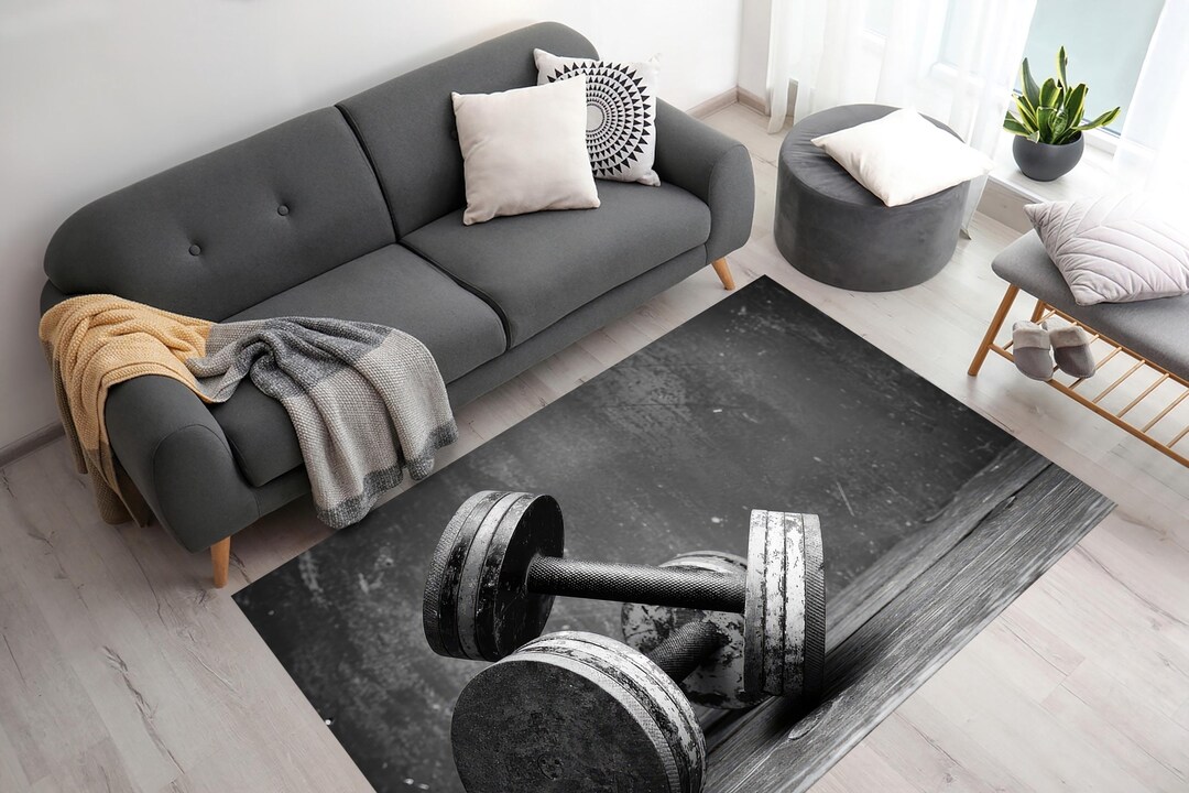 Gym Rug, Black and White Rug, Fitness Rug, Workout Rug, Modern Rug ...