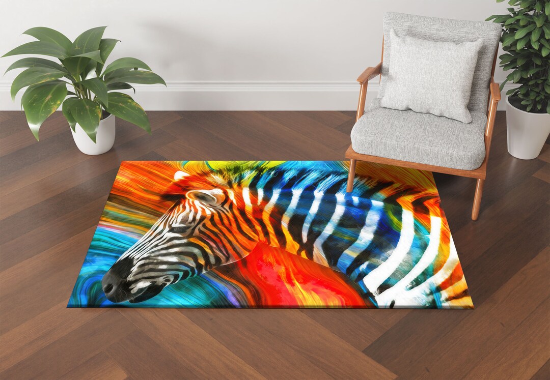 Colorful Zebra Rug, Modern Rugs, African Animals Rugs, Animal Rugs ...