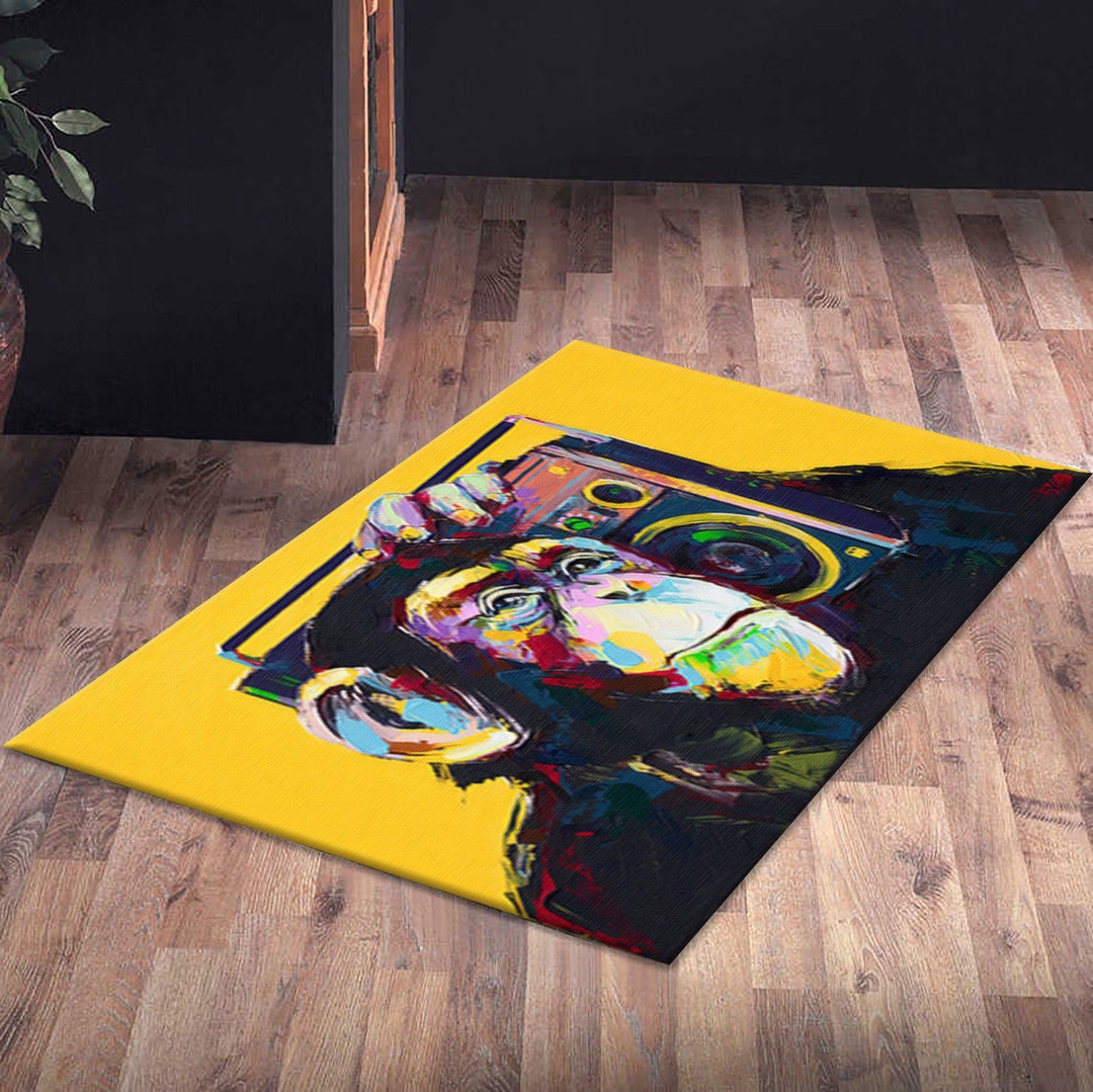Monkey Boombox Rugs, Monkey Rug, Animal Rug, Dj Monkey Rug, Custom Rug ...