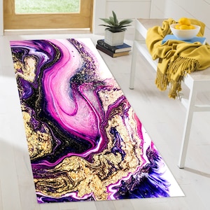 Pink and Gold Marble Rugs, Luxury Marble Rugs, Purple Marble Art ...
