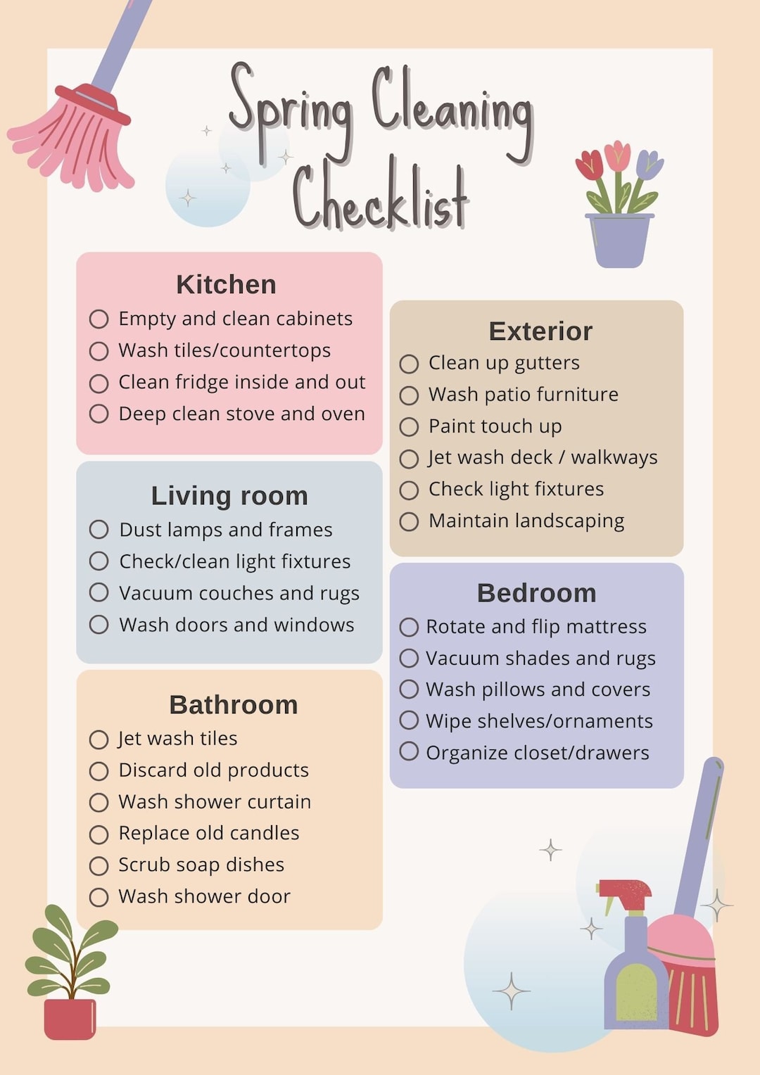 Spring Cleaning Schedule, Cleaning, Spring, House Cleaning - Etsy