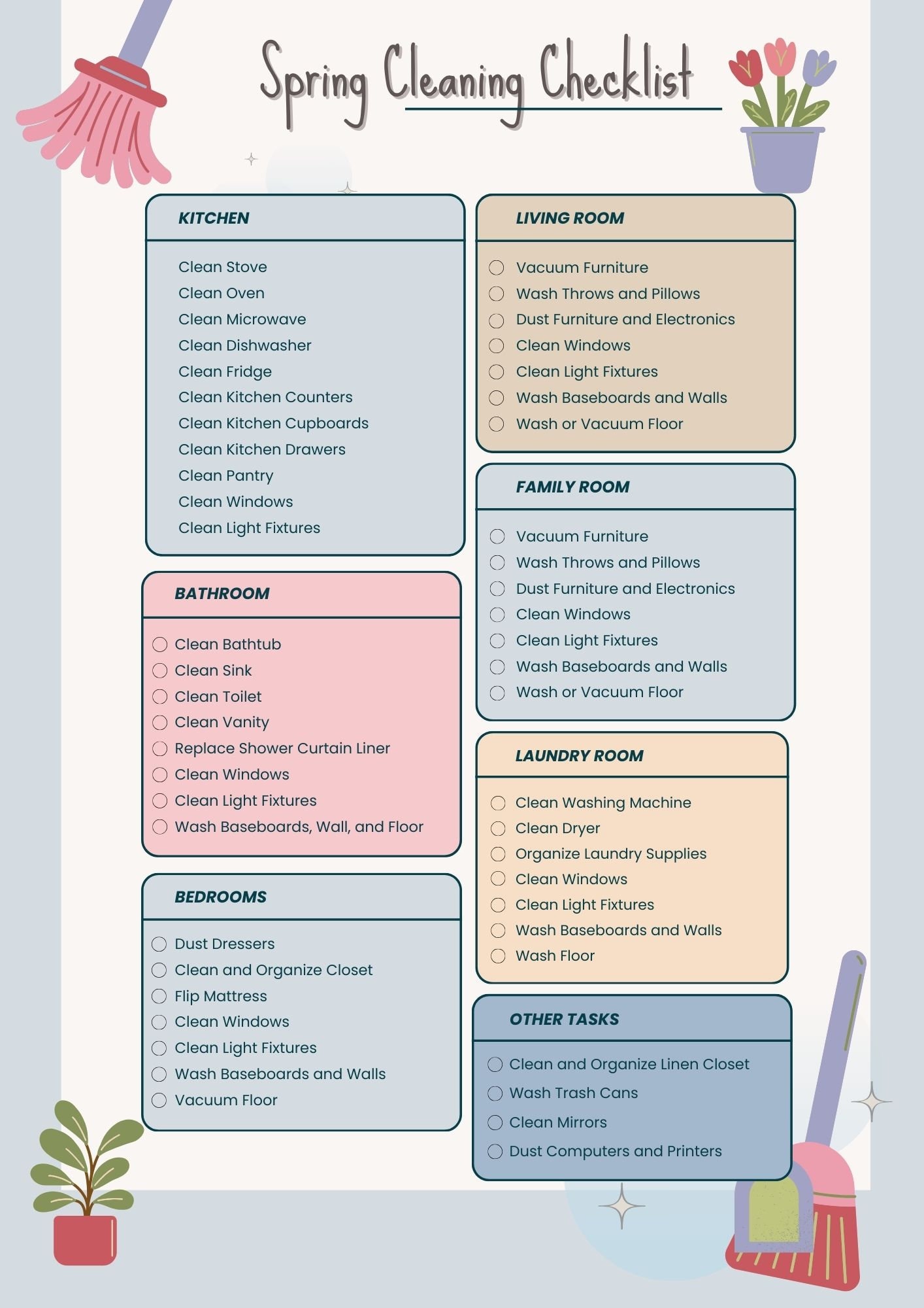 Spring Cleaning Schedule, Cleaning, Spring, House Cleaning - Etsy