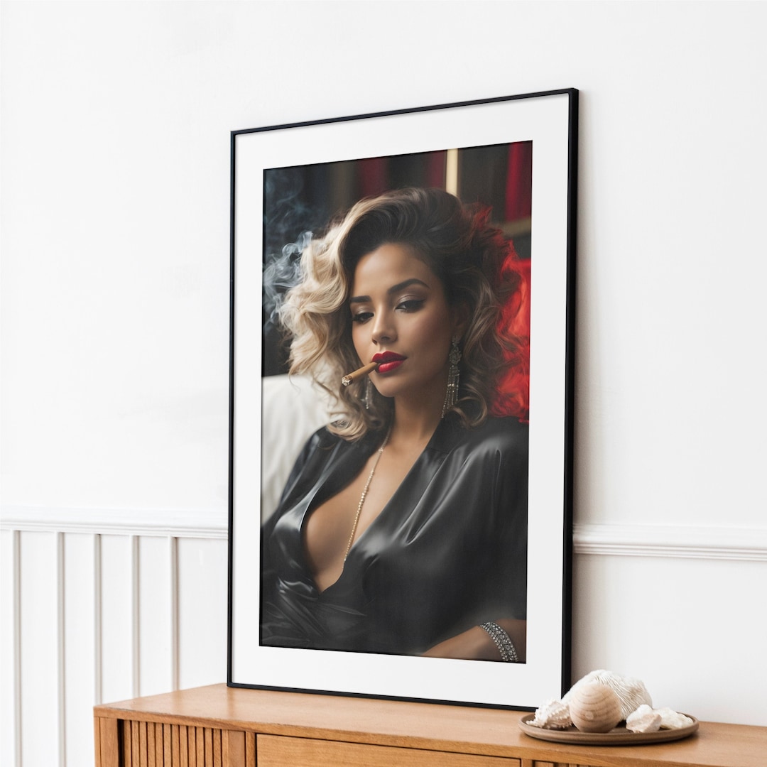 1950s Bombshell Model Poster, Dorm Wall Decor Seductive Bedtime Cigar ...