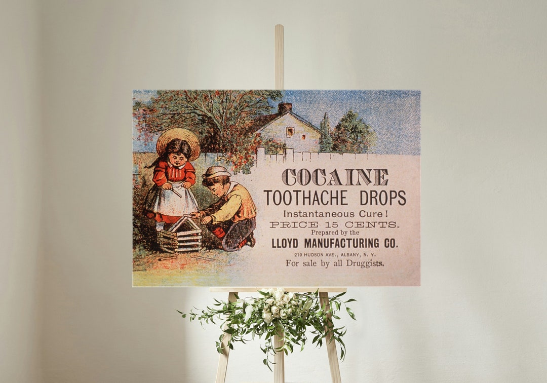 Vintage Cocaine Toothache Drops Canvas Print - Retro Pharmacy ...