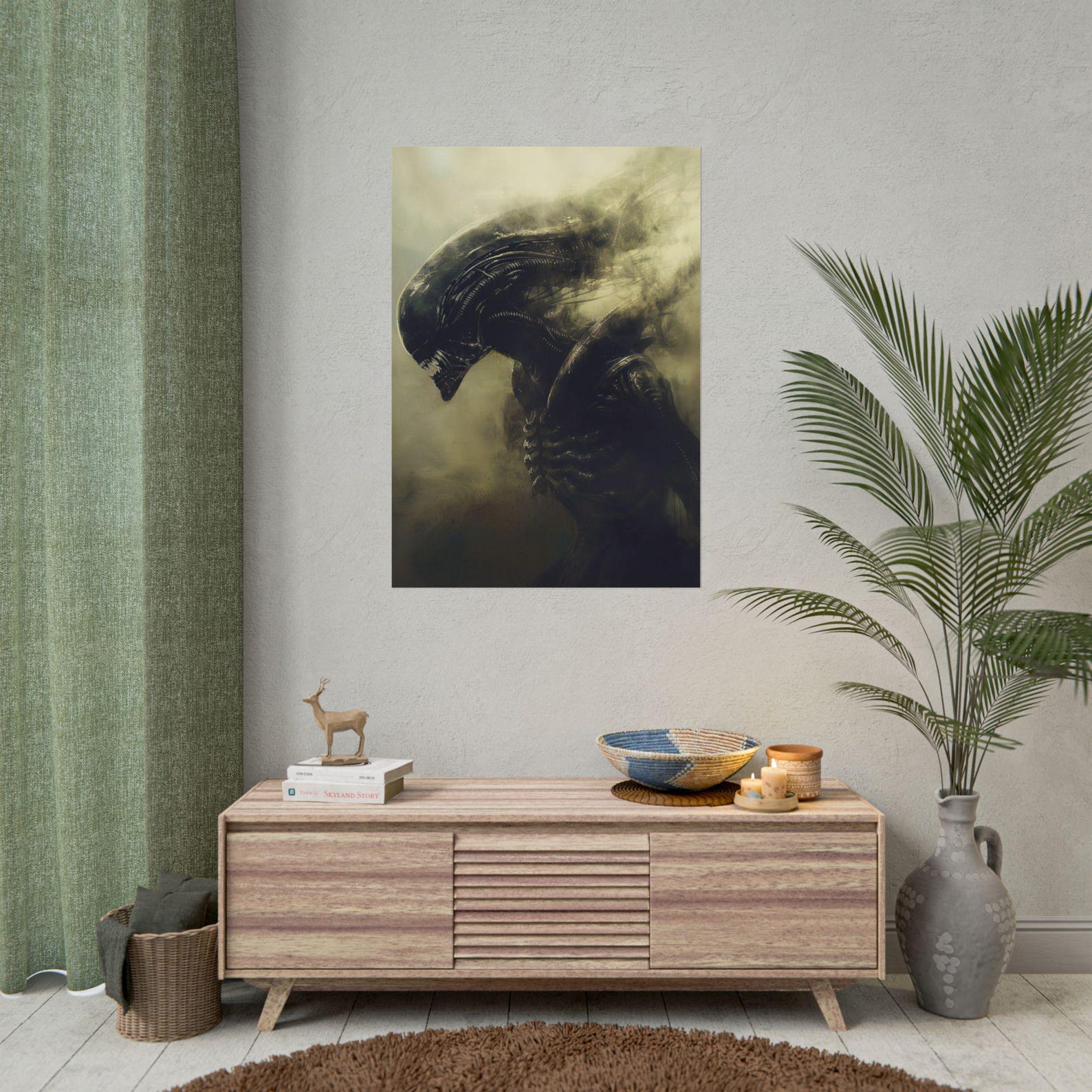 Alien Sci-fi Horror Poster Dark Atmosphere, Futuristic Art Print ...