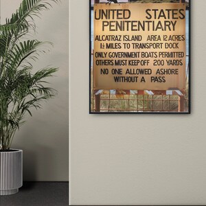 Vintage Alcatraz Island Prison Sign Poster, Rustic Home Decor ...