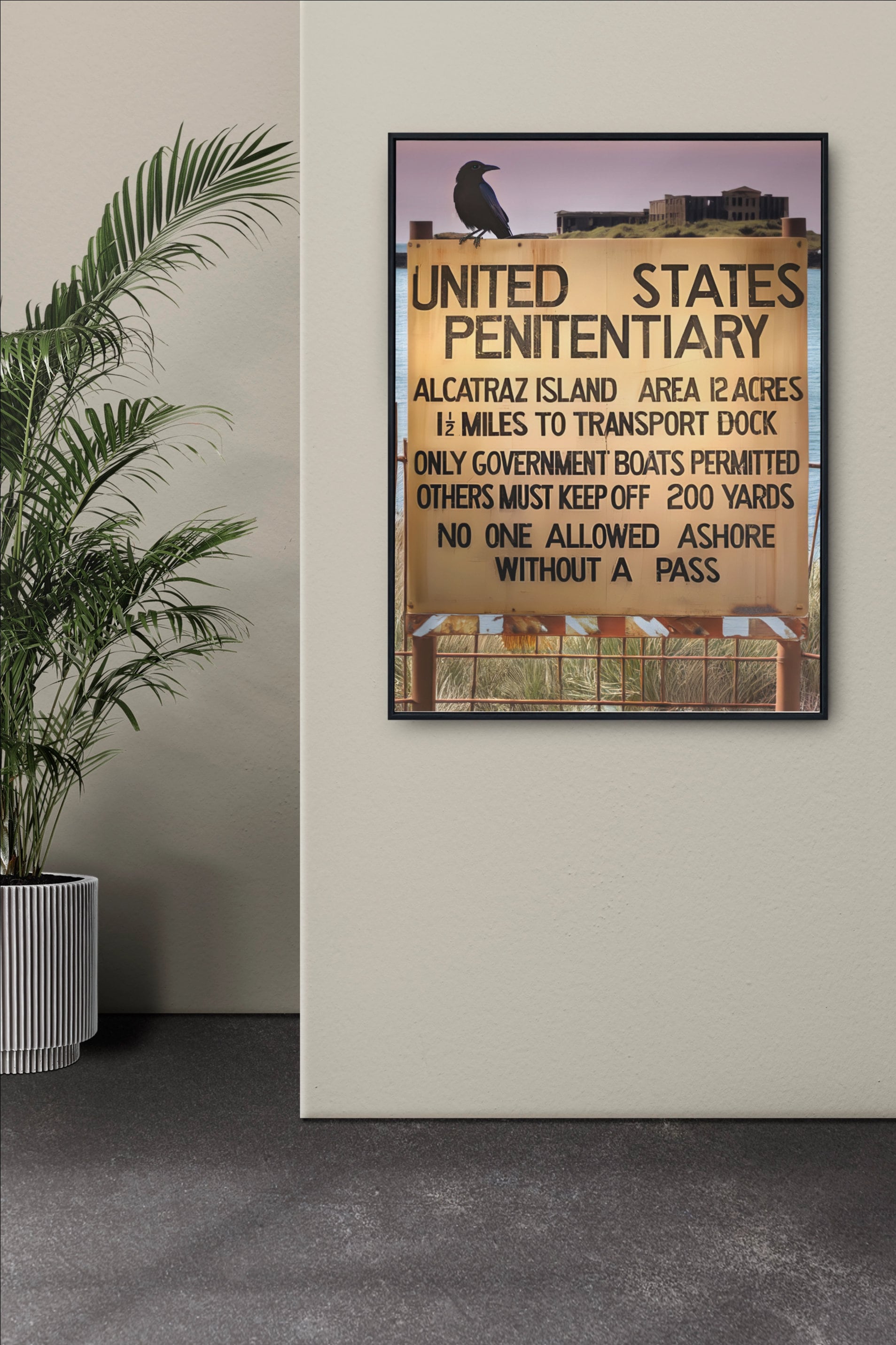 Vintage Alcatraz Island Prison Sign Poster, Rustic Home Decor ...