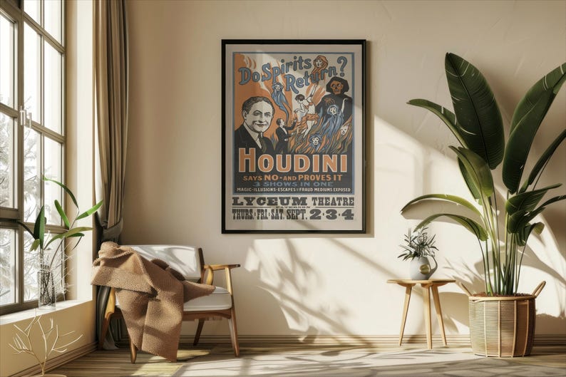 Vintage Houdini 'do Spirits Return?' Poster: Lyceum Theatre ...