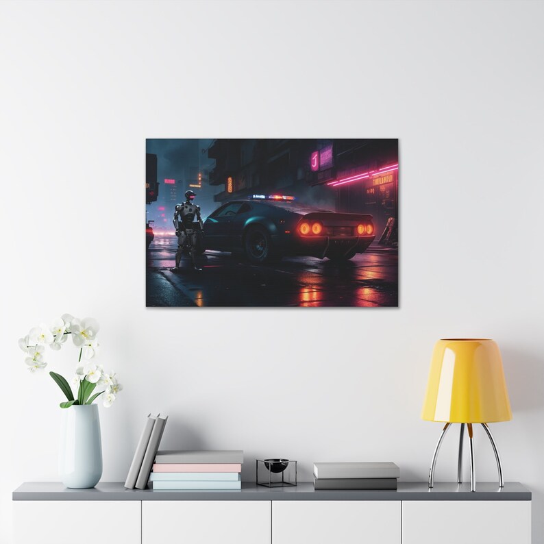 Dystopian Police Scene Canvas Print Futuristic AI Law and Order ...