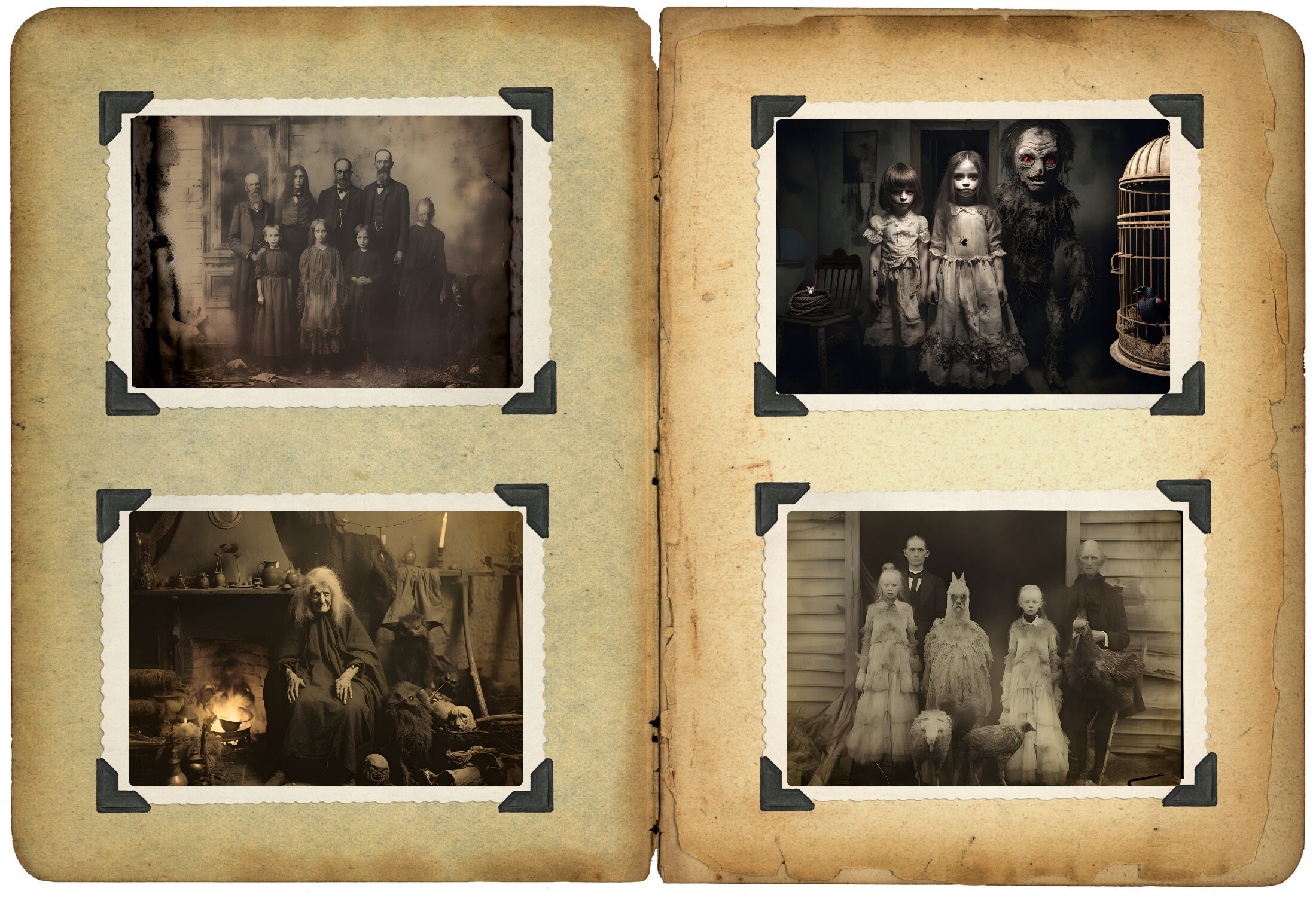 PRINTABLE Vintage Creepy Family Portraits Bundle Macabre Halloween ...
