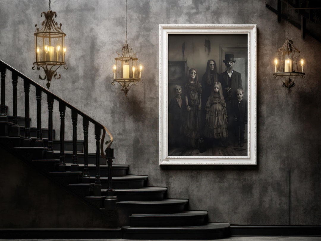 Creepy Halloween Family Portrait Canvas Print Gothic Halloween Decor ...