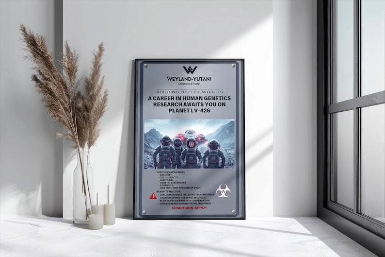 Weyland-yutani Corp Help Wanted Poster | Alien Movie Wall Art | Sci-fi ...