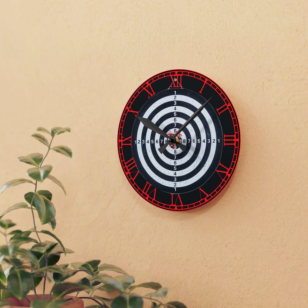 Dartboard Wall Clock, Bullseye Target Design, Sporting Art, Dart ...
