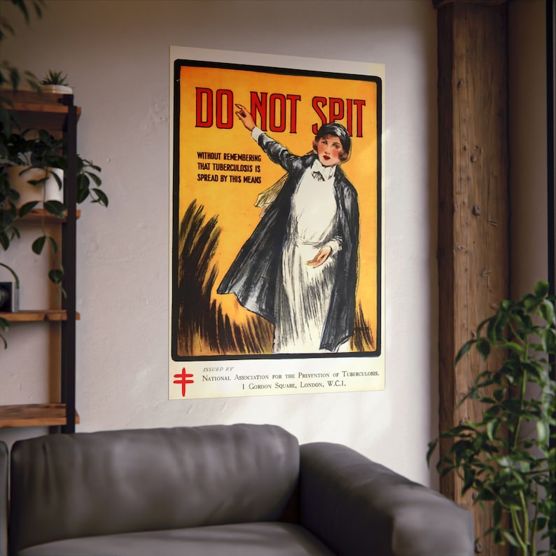 Vintage Public Health Nurse Poster, do Not Spit Tuberculosis Awareness ...