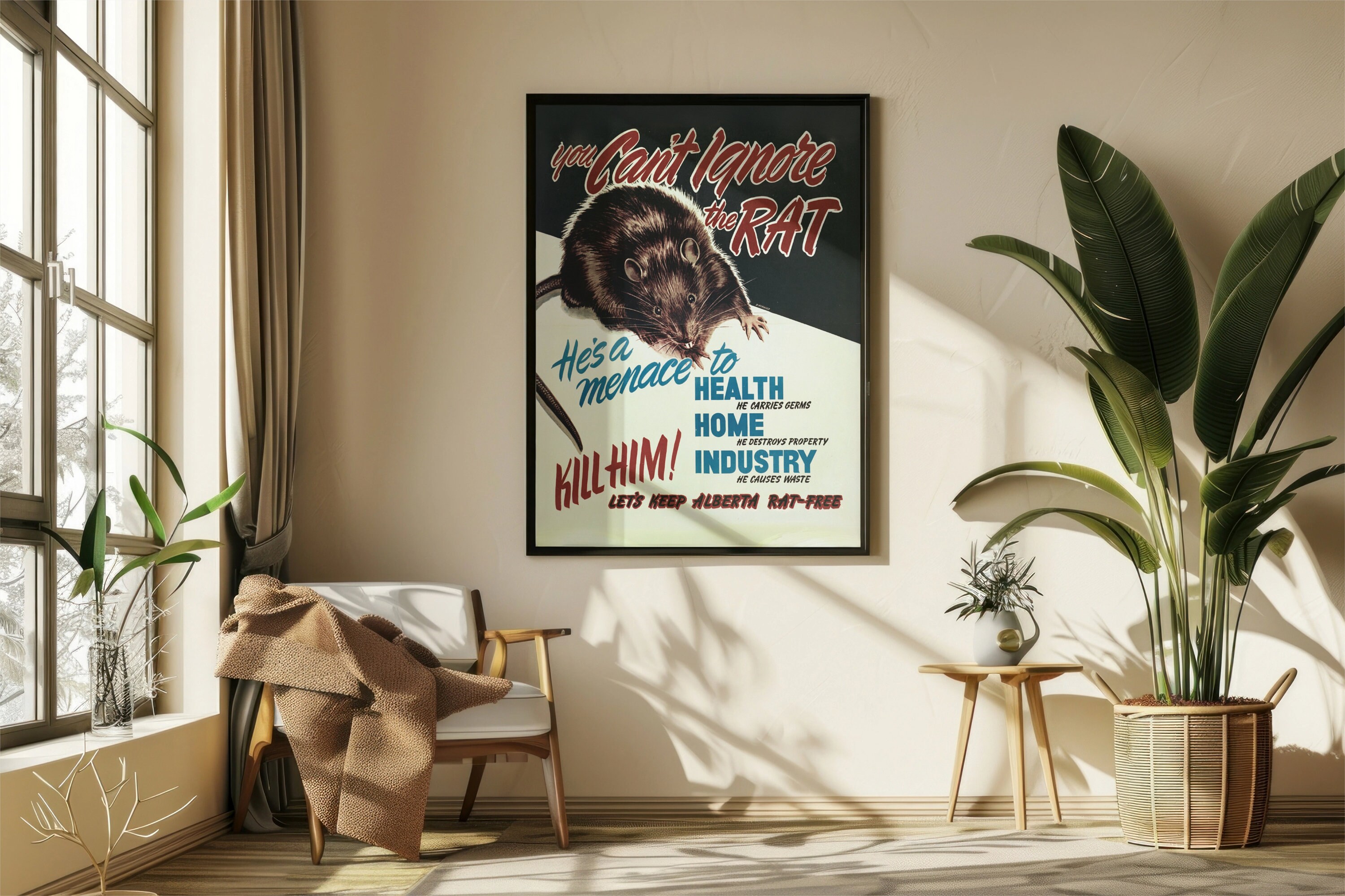 Vintage 1940s Public Health Poster Retro Pest Control Ad You Cant ...