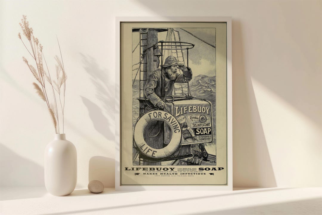 Vintage Lifebuoy Soap Poster - Nautical Wall Decor, Maritime ...